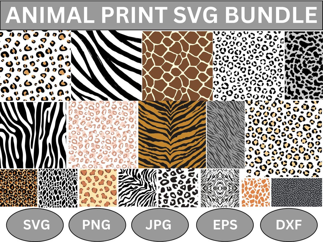 Animal Print SVG Bundle,animal Prints Svg Png Bundle Hand Drawn,cow ...