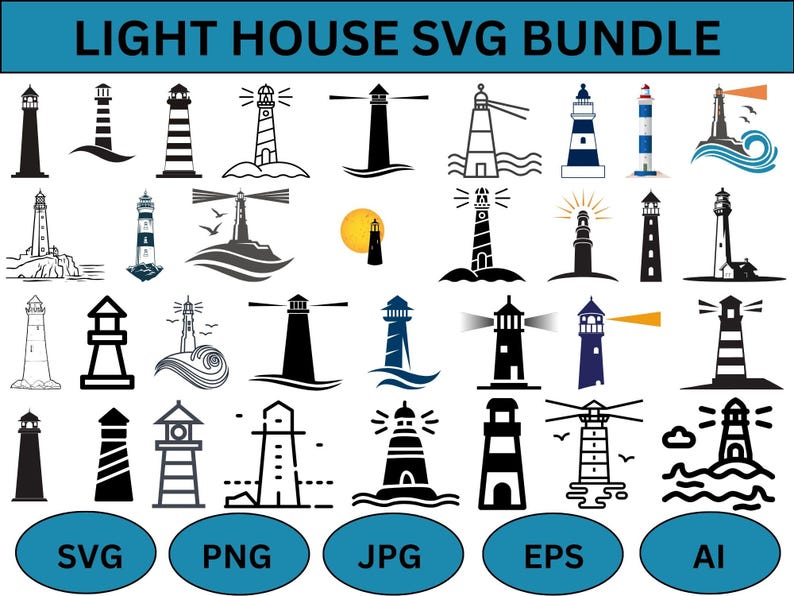 Lighthouse SVG Bundle: Coast Tower Clipart (digital File, Instant ...