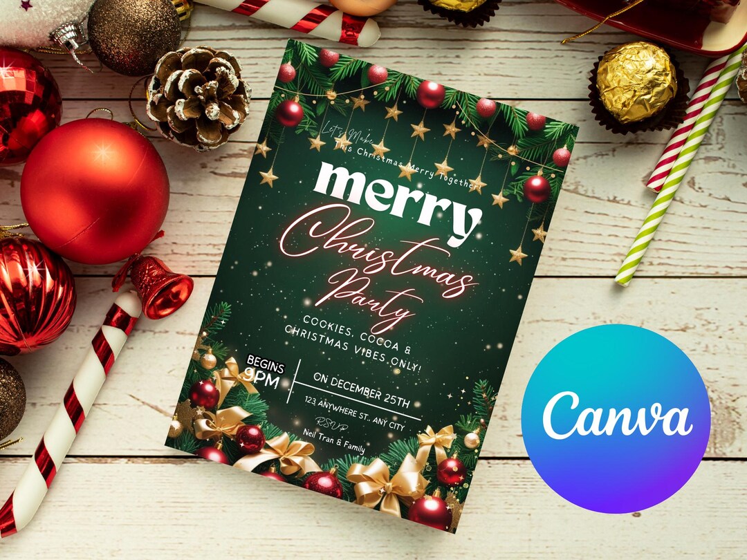 Editable Christmas Party Invitation Template (digital Download)t - Etsy