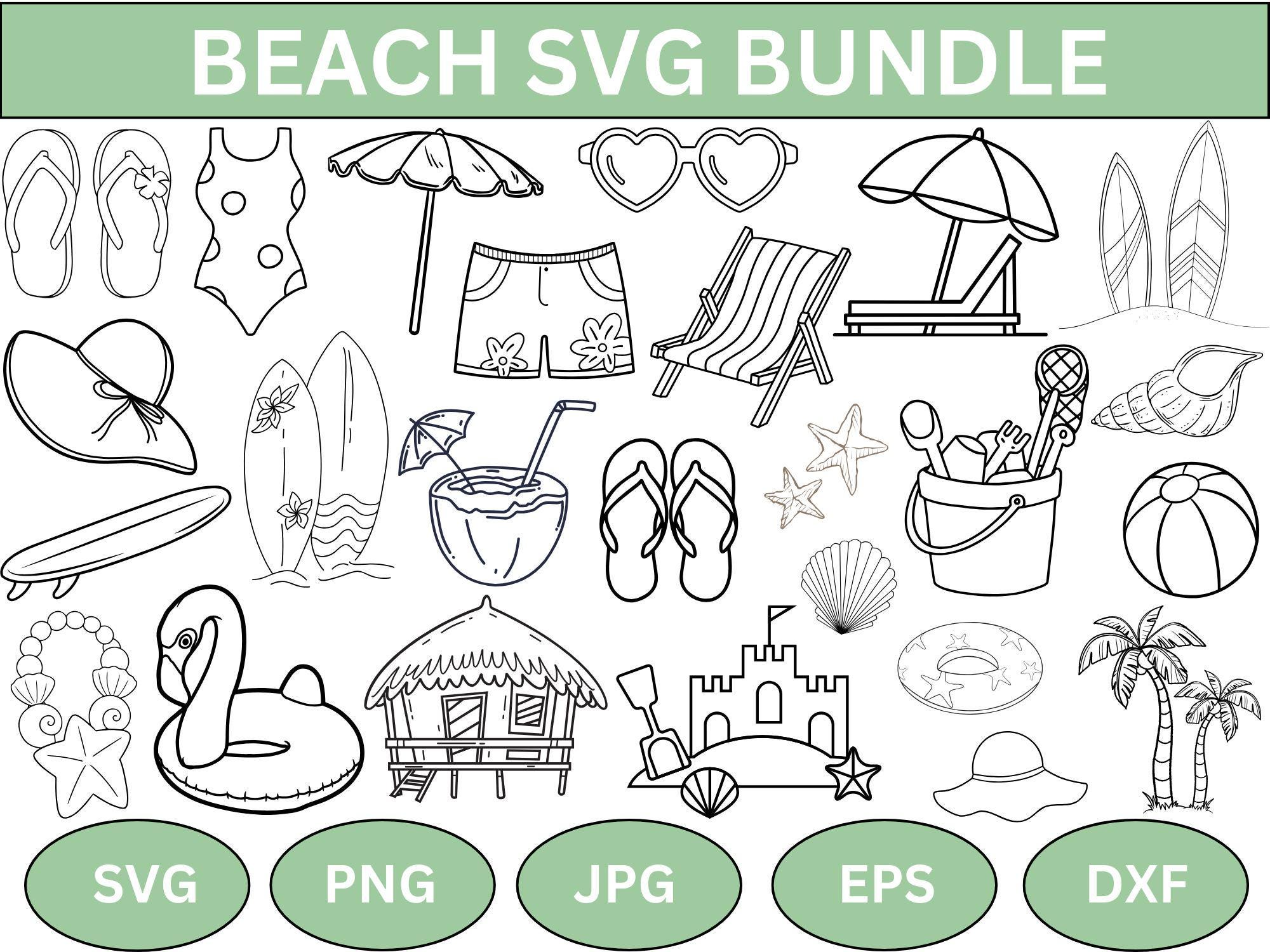 Beach Svg Bundle,summer Clipart,palm Tree Svg,beach PNG Bundle,beach ...