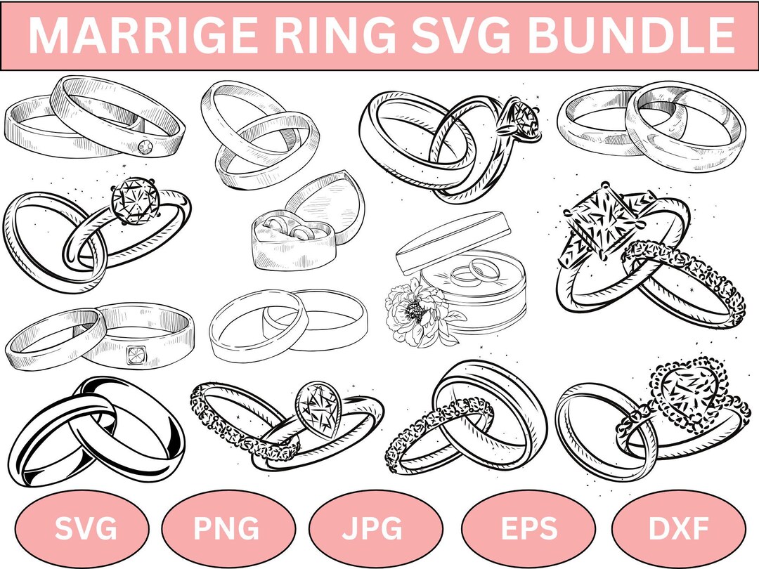 Wedding Rings SVG Bundle: Engagement Ring Vector Files (digital ...