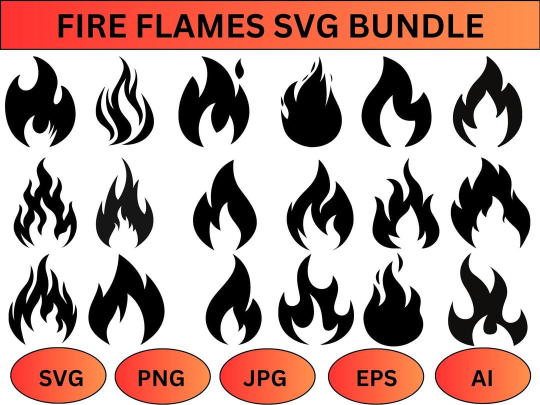 Fire Flame SVG Bundle: Cut Files for Cricut, Silhouette (digital ...