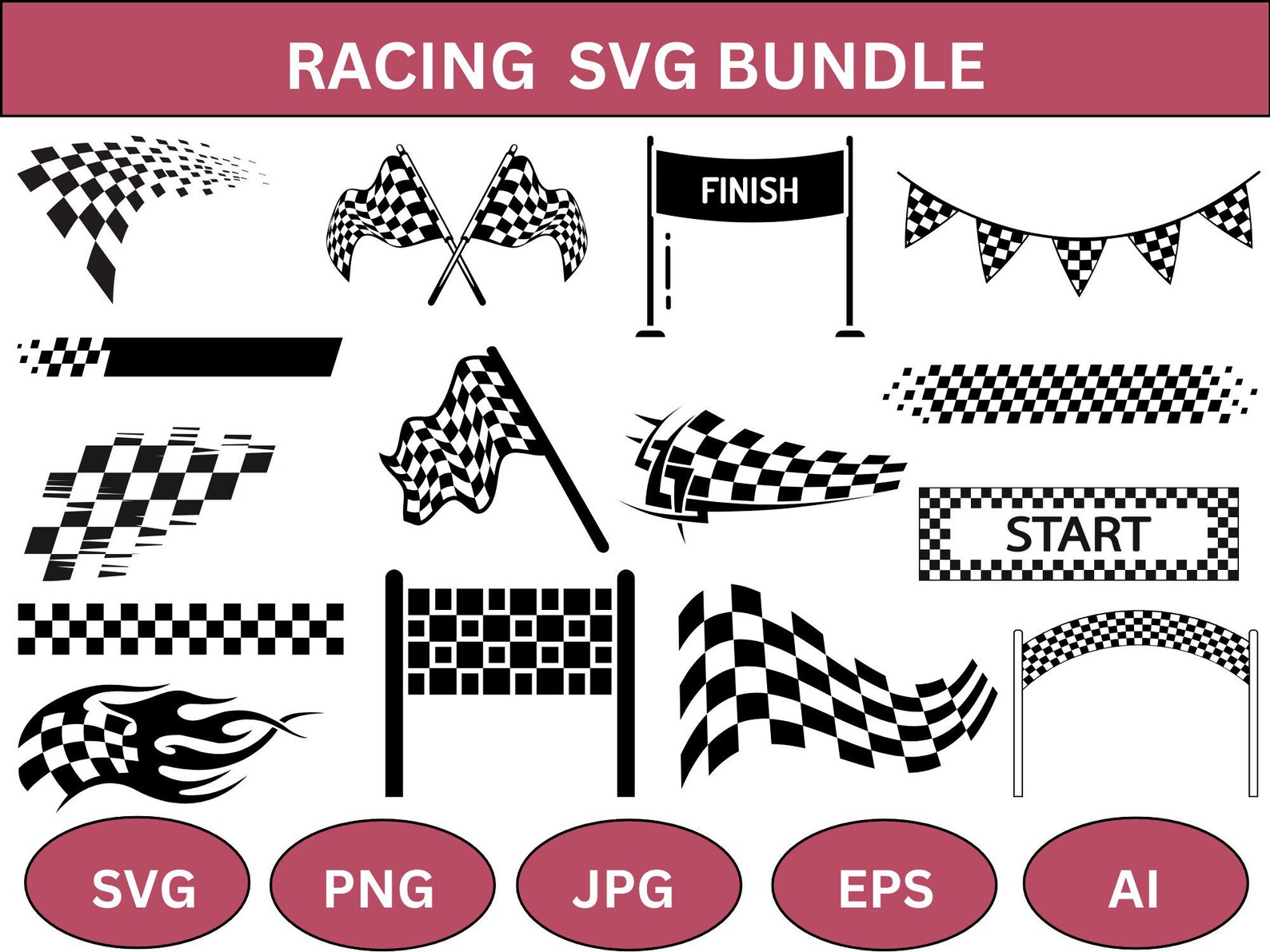 Race Flag SVG PNG Bundle: Checkered Racing Cut Files (instant Download ...