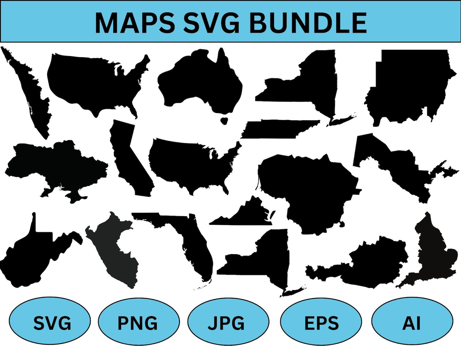 Laser Cut State Maps SVG Bundle: Country Clipart (instant Download - Etsy