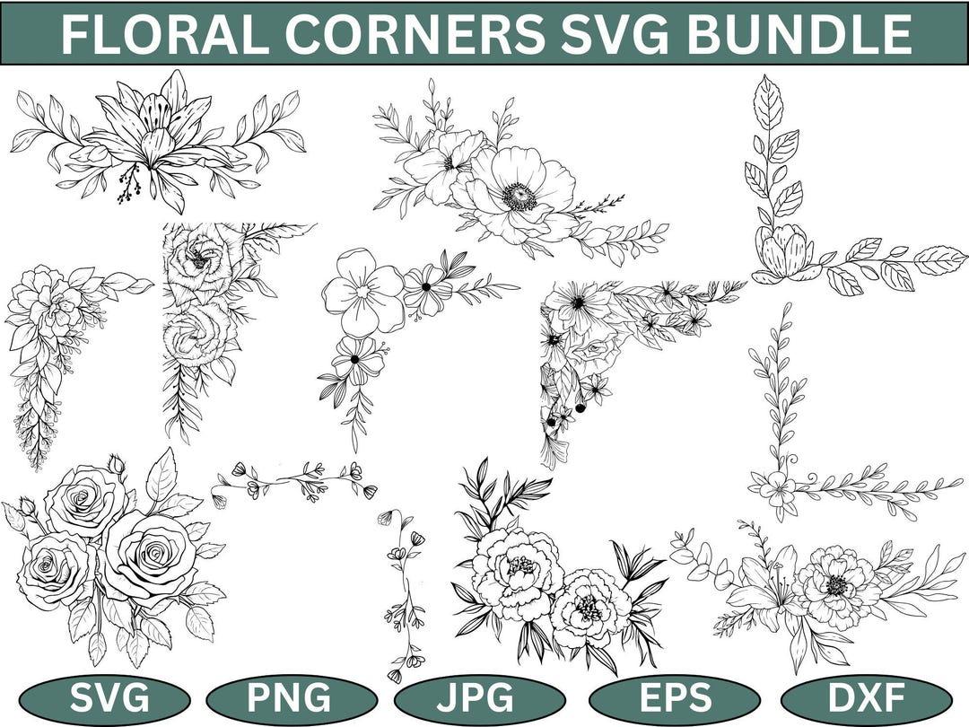 Flower Corner Svg Bundle,corner Svg,floral Corner Svg Files,decorative ...