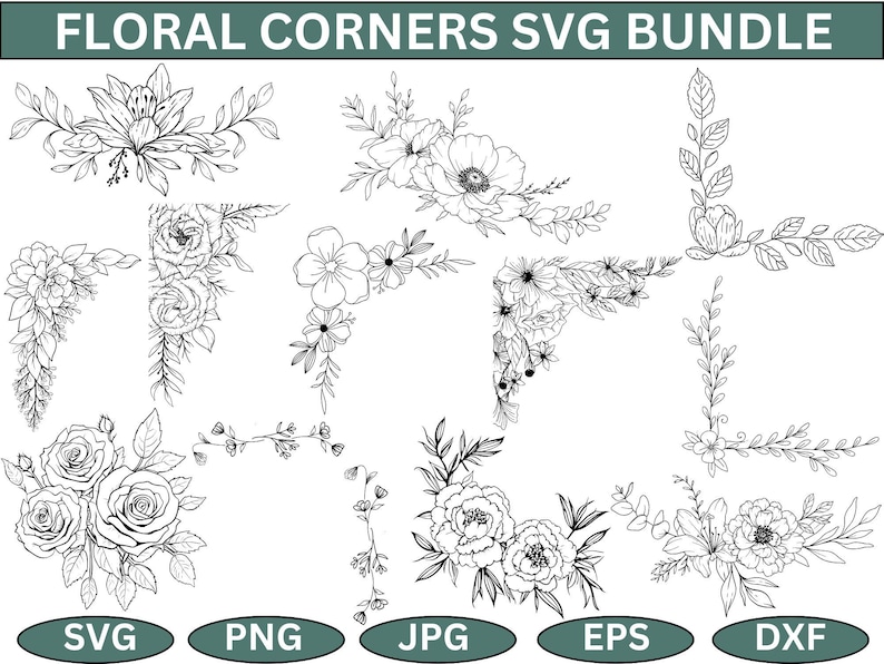 Flower Corner Svg Bundle,corner Svg,floral Corner Svg Files,decorative ...