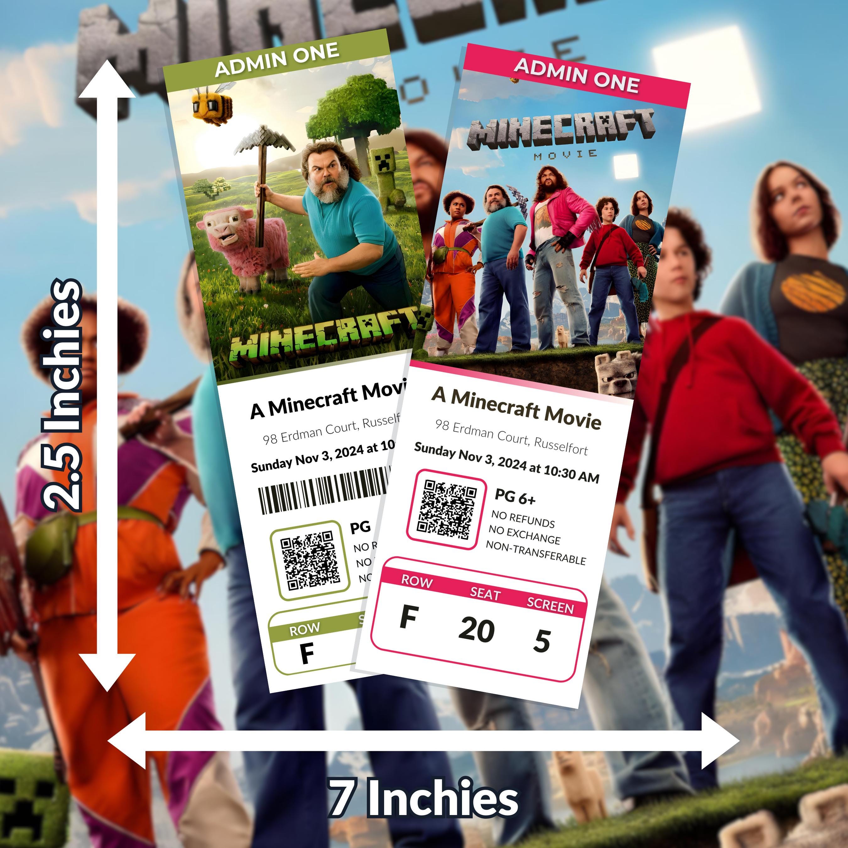 Buy Editable Minecraft Movie Ticket 2025, Printable Minecraft Movie ...