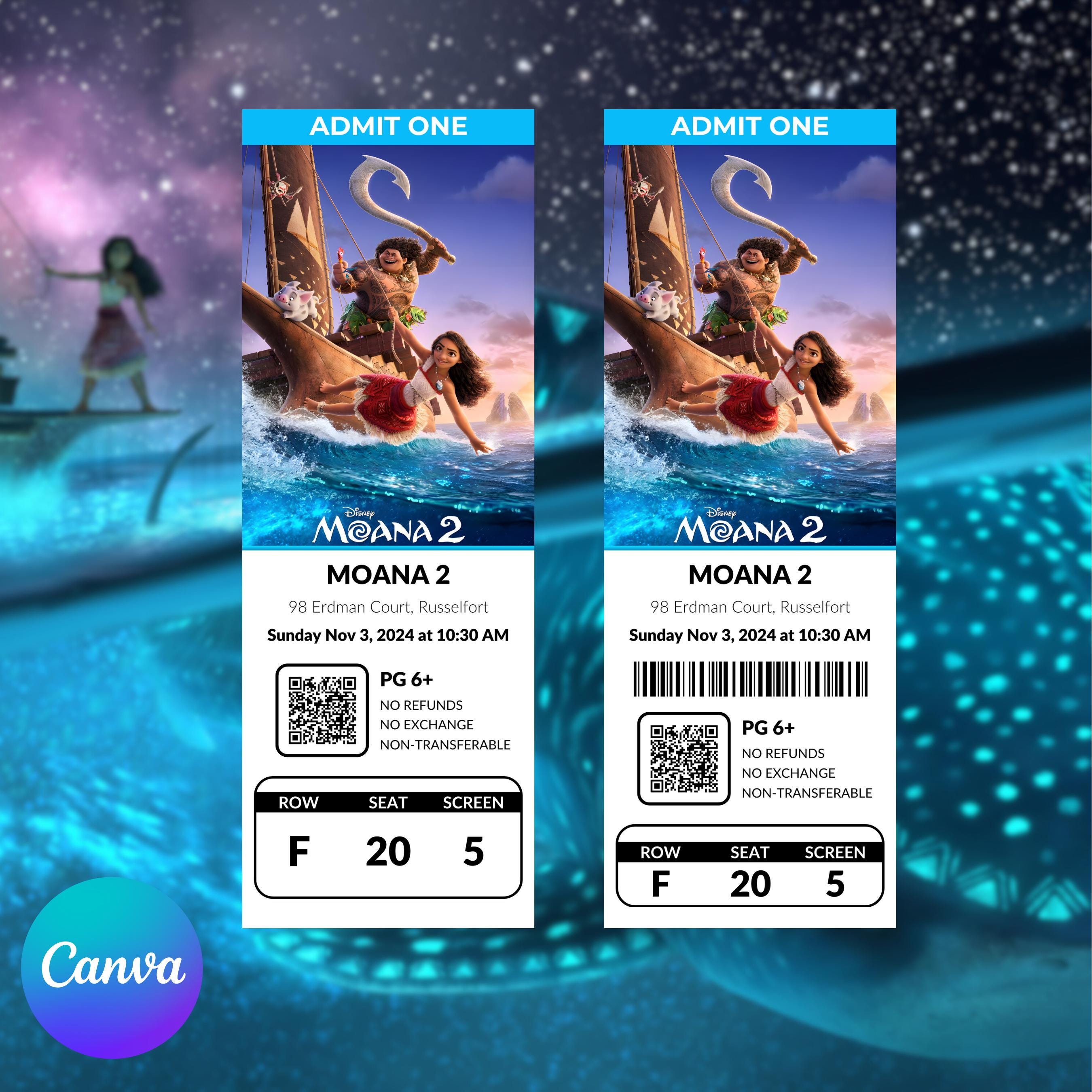 Moana 2 Movie Ticket | Moana Ticket | Moana 2 Ticket | Moana 2 Ticket ...