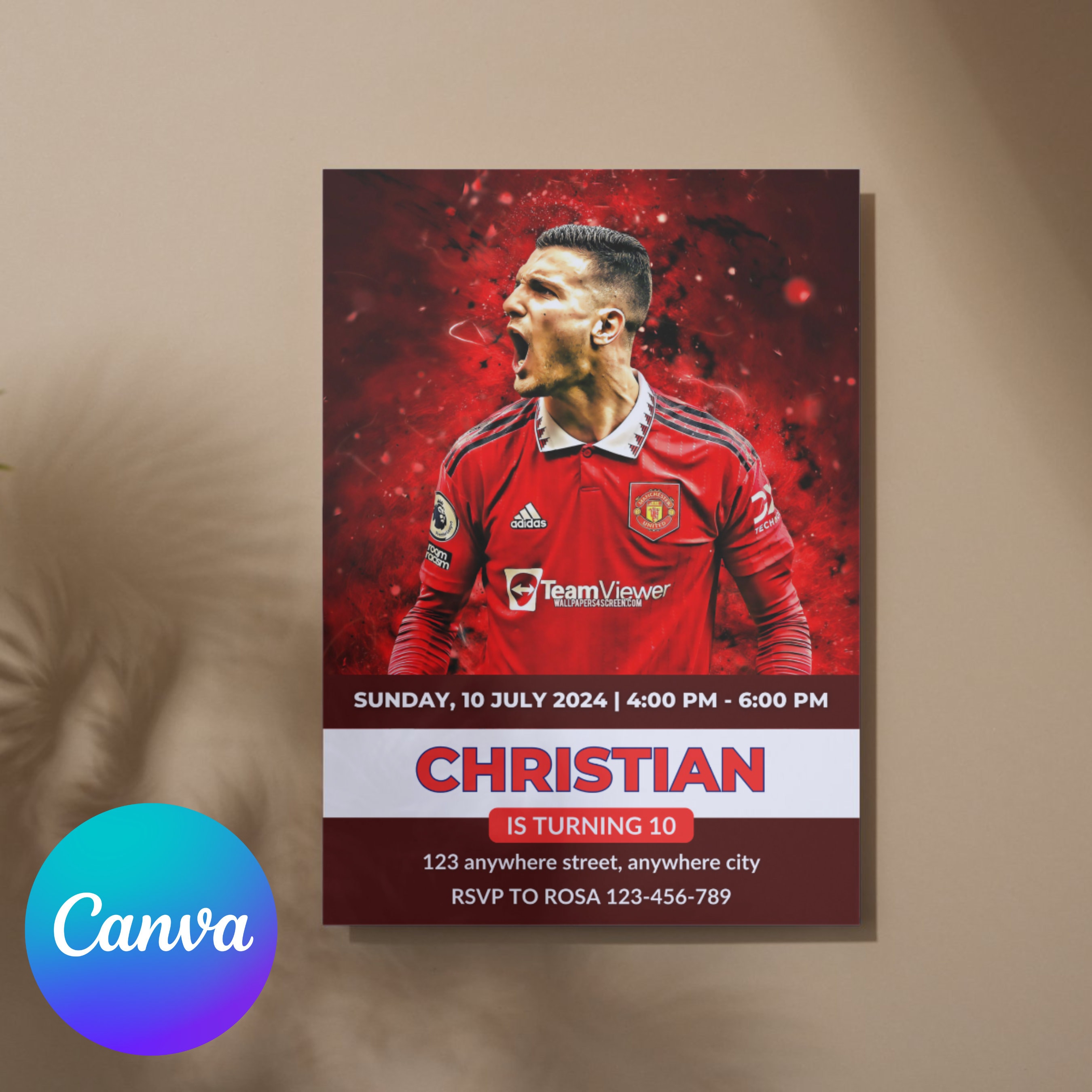 Cristiano Ronaldo Birthday Invitation, Ronaldo Invitation, Editable ...