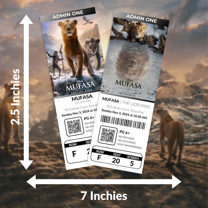 Mufasa Ticket | Editable Mufasa the Lion King Movie Ticket | the Lion ...