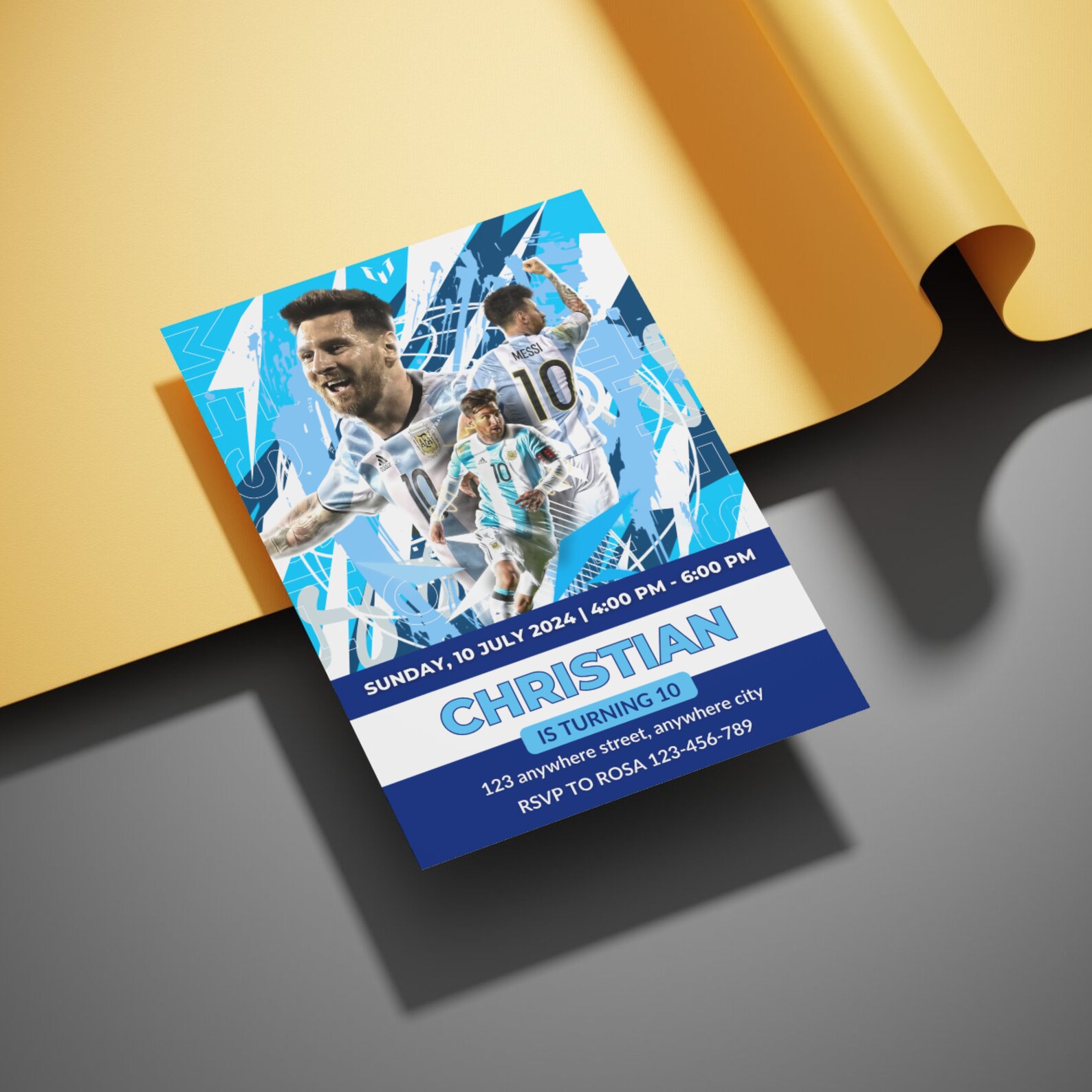 Messi Invitation Birthday, Soccer Birthday Invitation, Messi Birthday, Football Birthday Invite ...