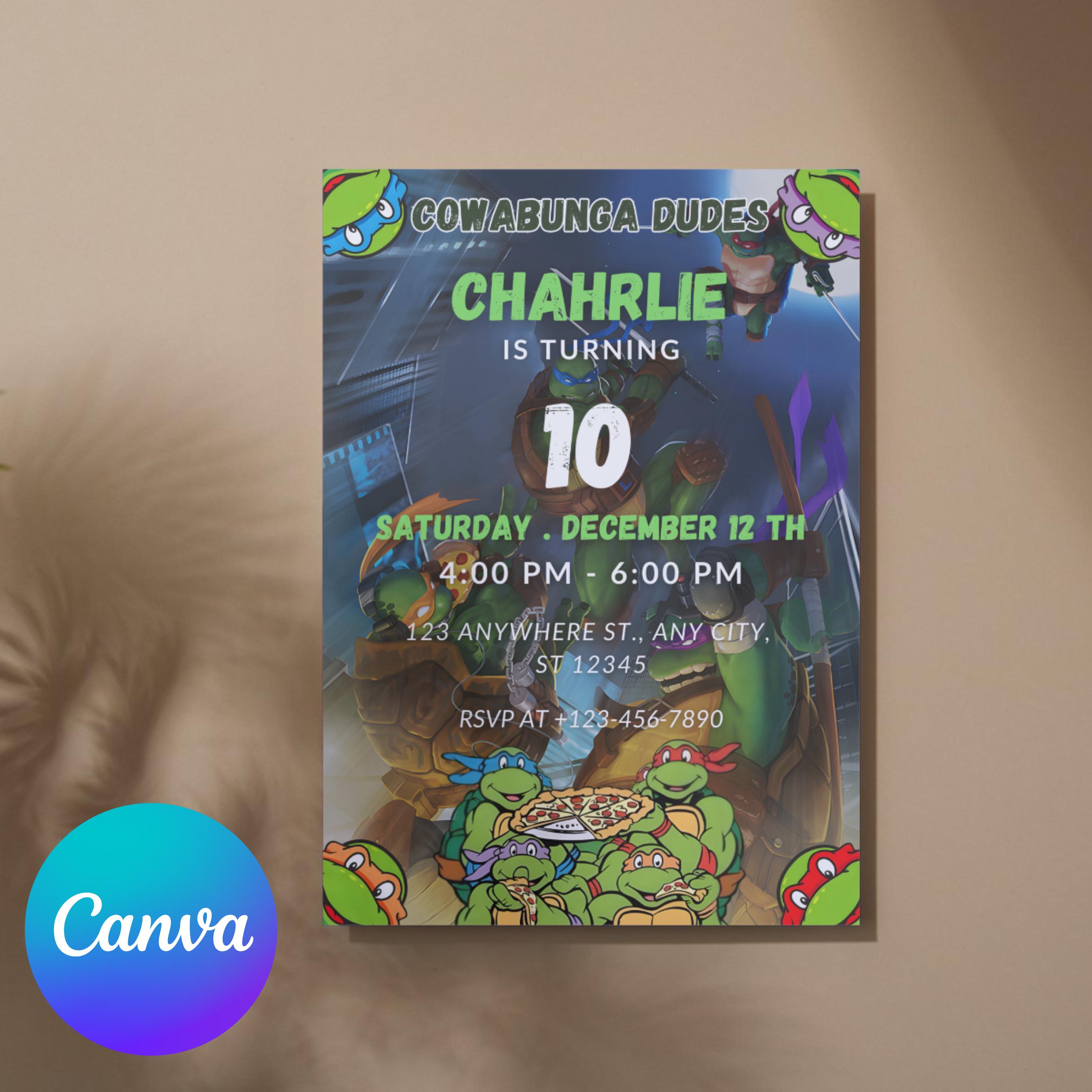 Editable Ninja Turtle Birthday Invitation, Printable Ninja Invite ...