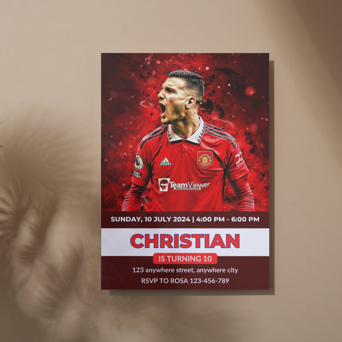 Cristiano Ronaldo Birthday Invitation, Ronaldo Invitation, Editable ...