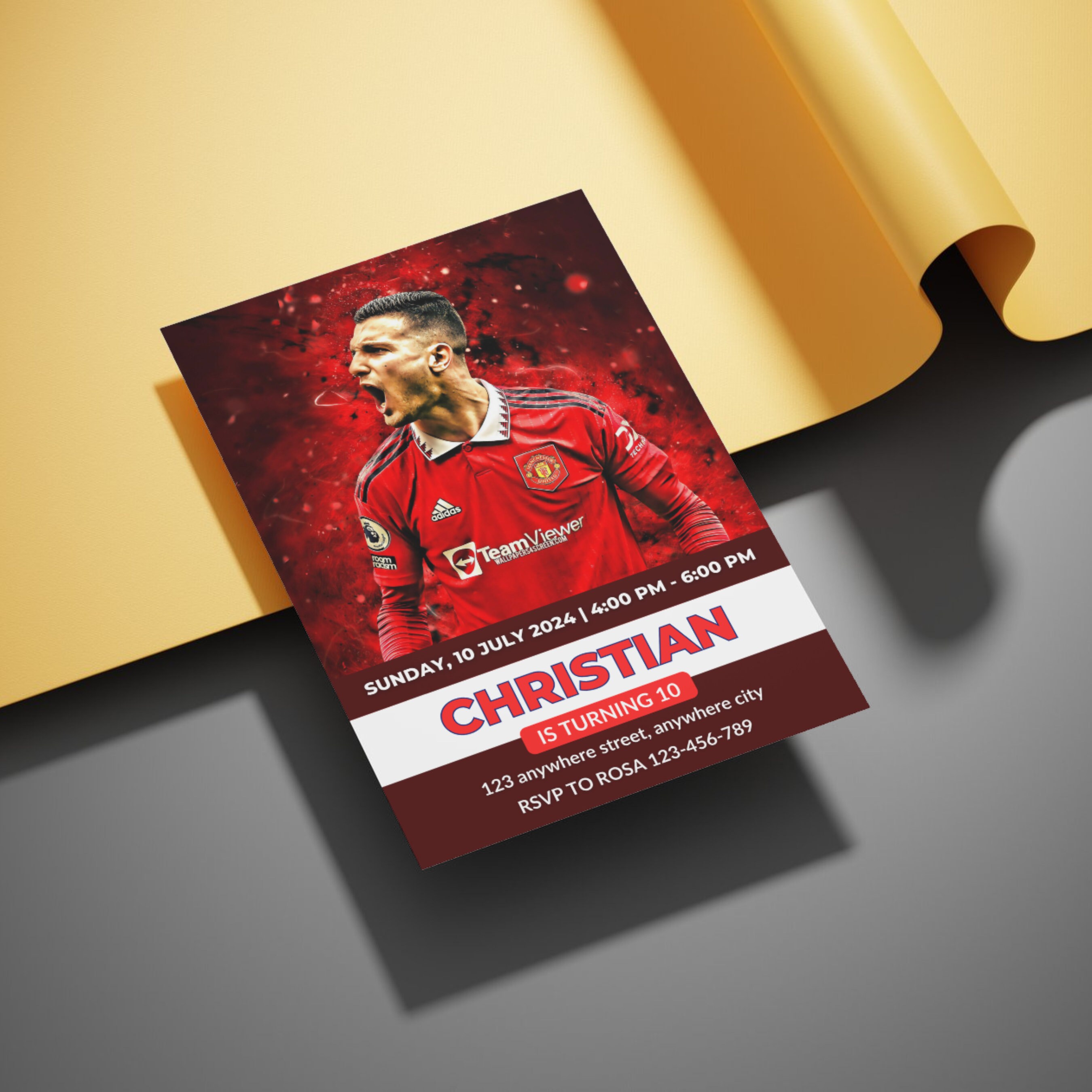 Cristiano Ronaldo Birthday Invitation, Ronaldo Invitation, Editable ...