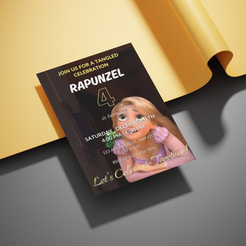 Tangled Invitation, Tangled Rapunzel Birthday Invitation Theme Birthday ...