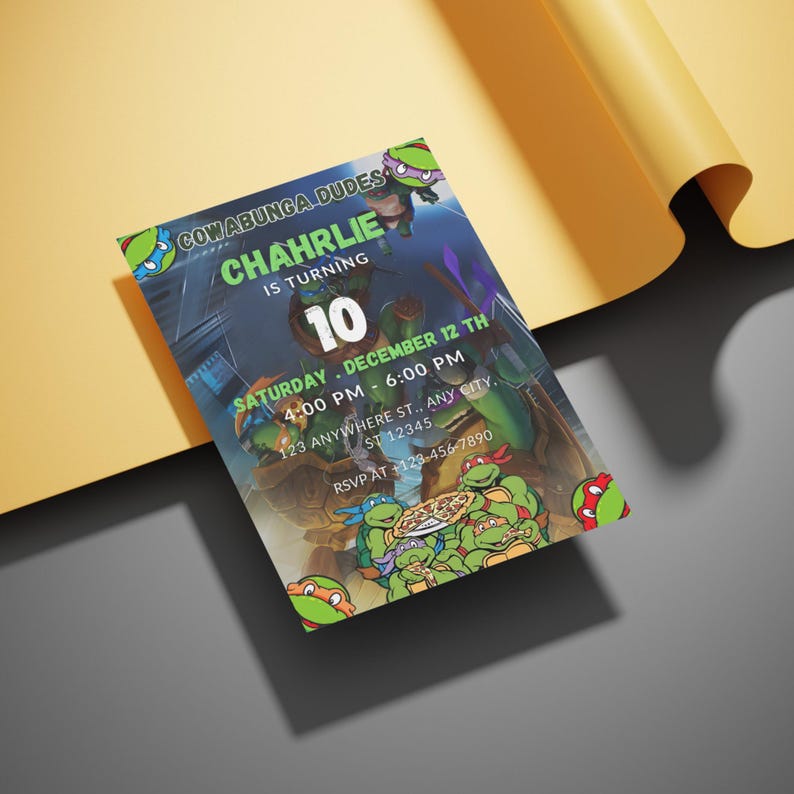 Editable Ninja Turtle Birthday Invitation, Printable Ninja Invite ...