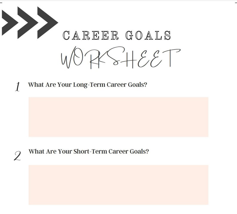 Career Goals Worksheet - Etsy