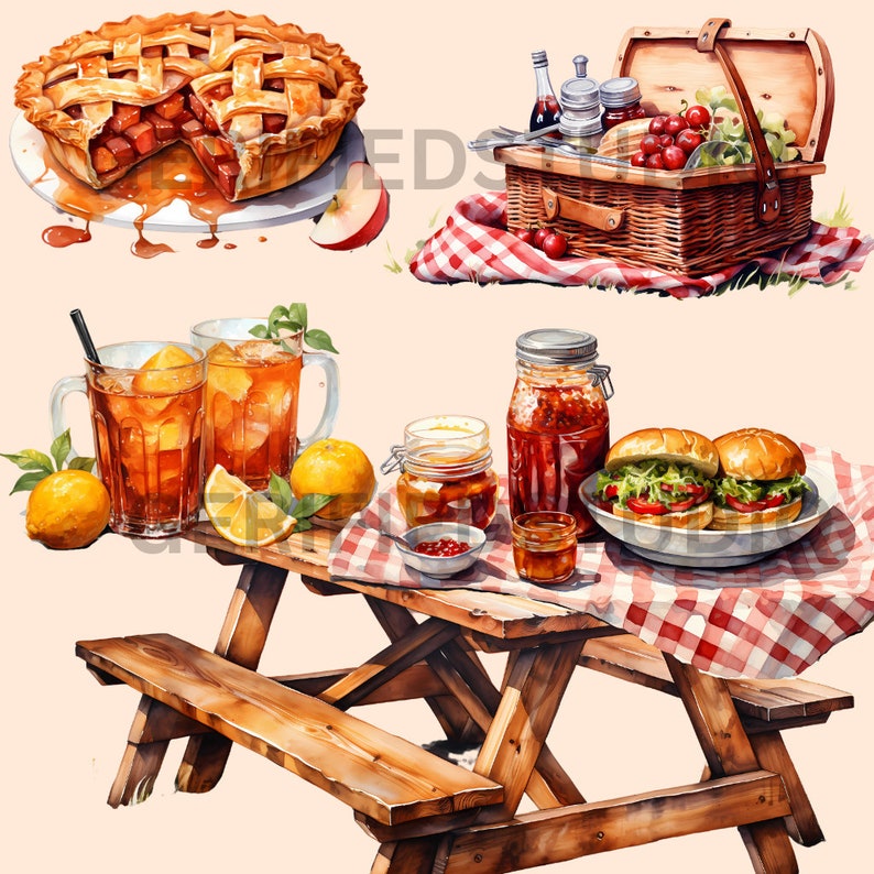 134 Watercolor BBQ Clipart Bundle - Barbecue Clipart, Summer Barbecue ...