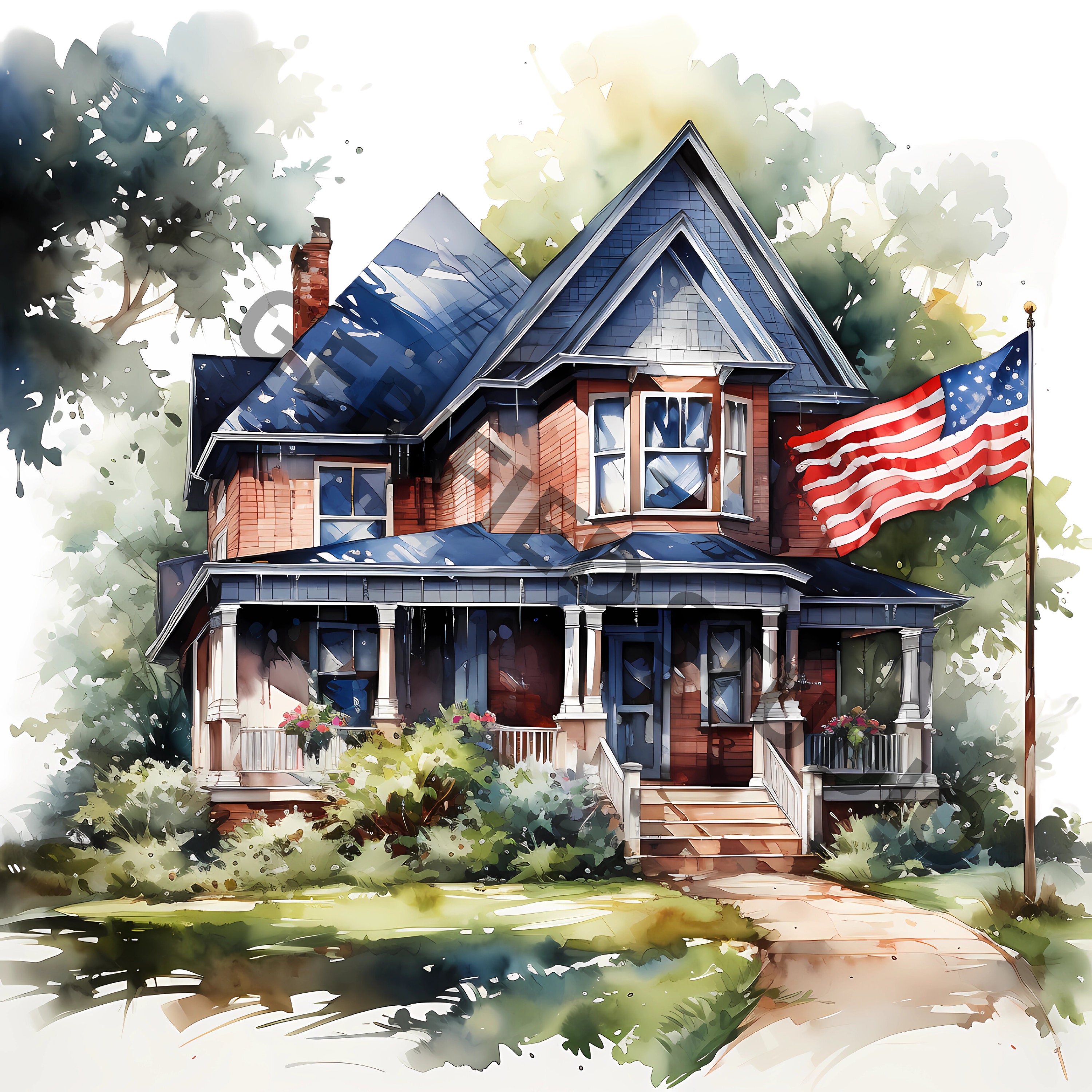 Watercolor Fourth of July Clipart Bundle- 140 DIGITAL PNG Graphics for ...