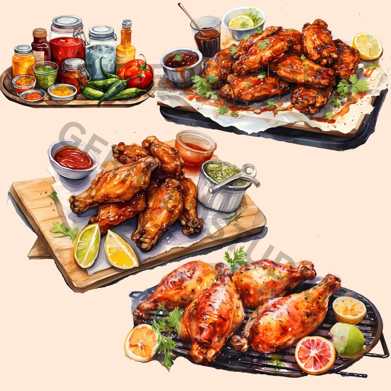 134 Watercolor BBQ Clipart Bundle - Barbecue Clipart, Summer Barbecue ...