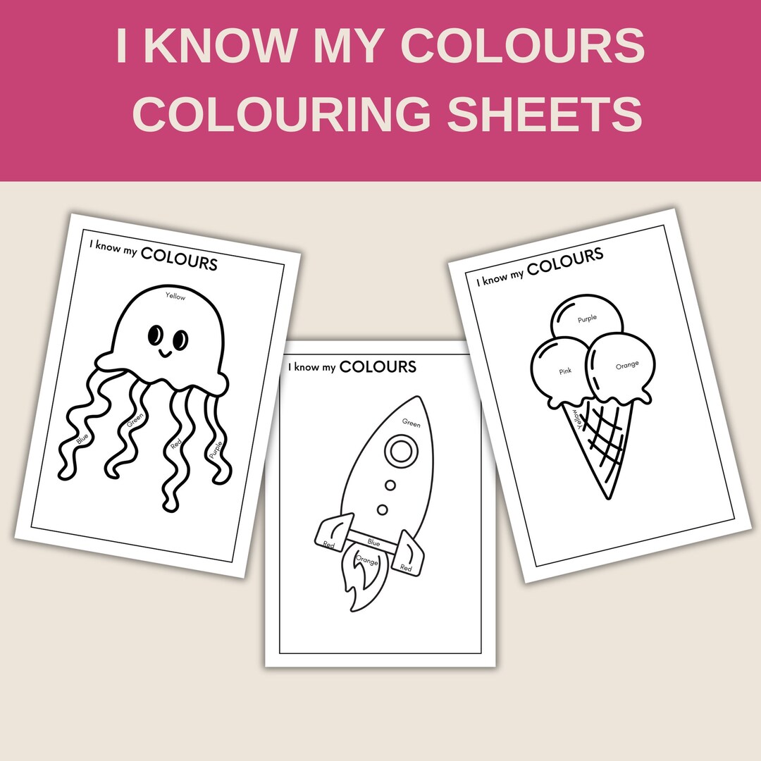 10x I Know My Colours Printable Colouring Pages for Kids, Preschoolers ...
