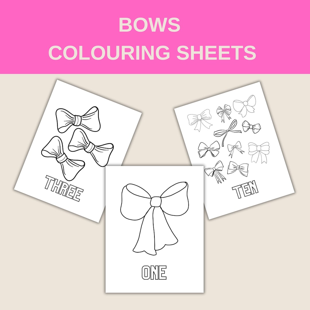 Bows Printable, Bow Colouring In, Colouring Worksheets for Kids ...