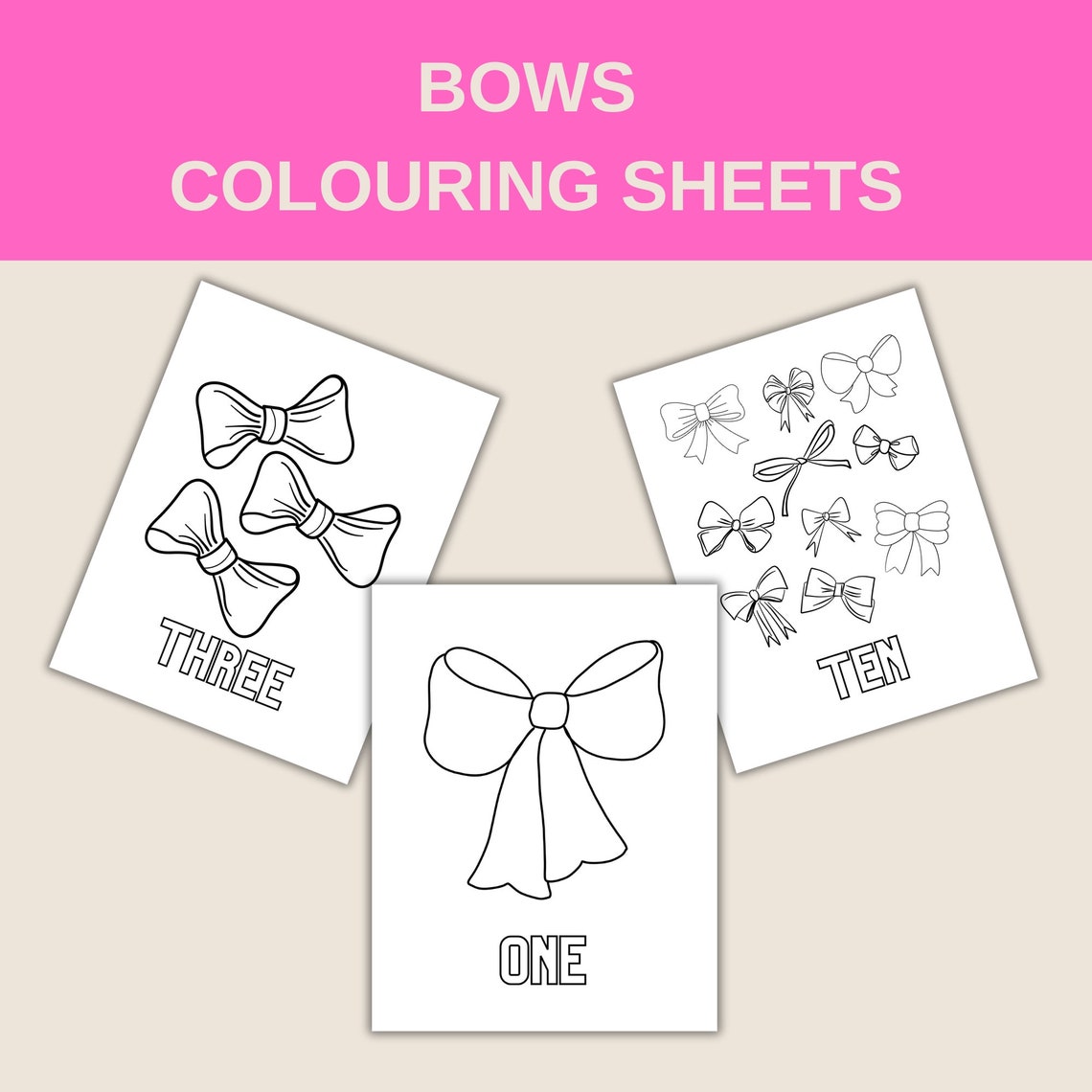 Bows Printable, Bow Colouring In, Colouring Worksheets for Kids ...
