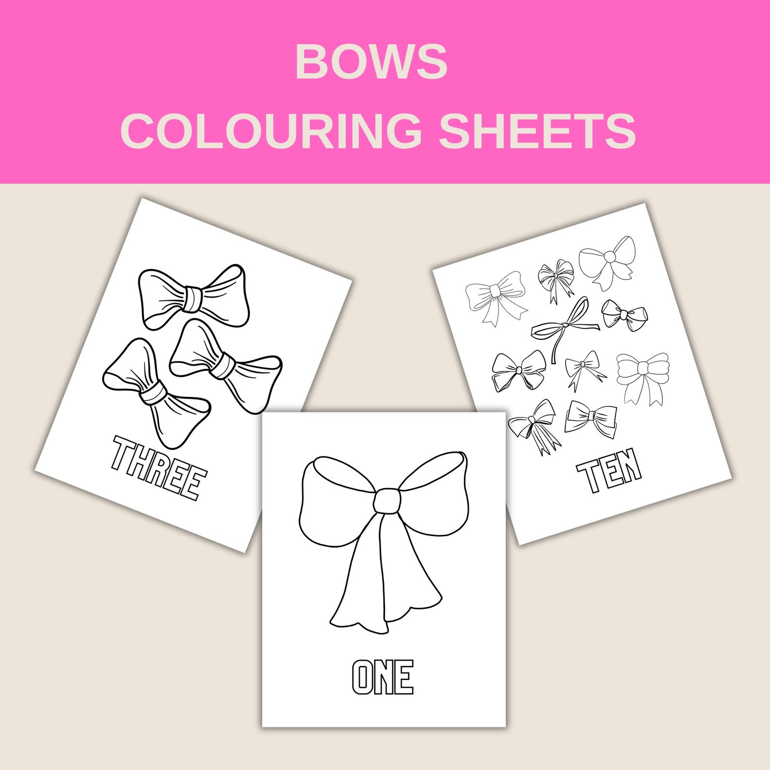 Bows Printable, Bow Colouring In, Colouring Worksheets for Kids ...