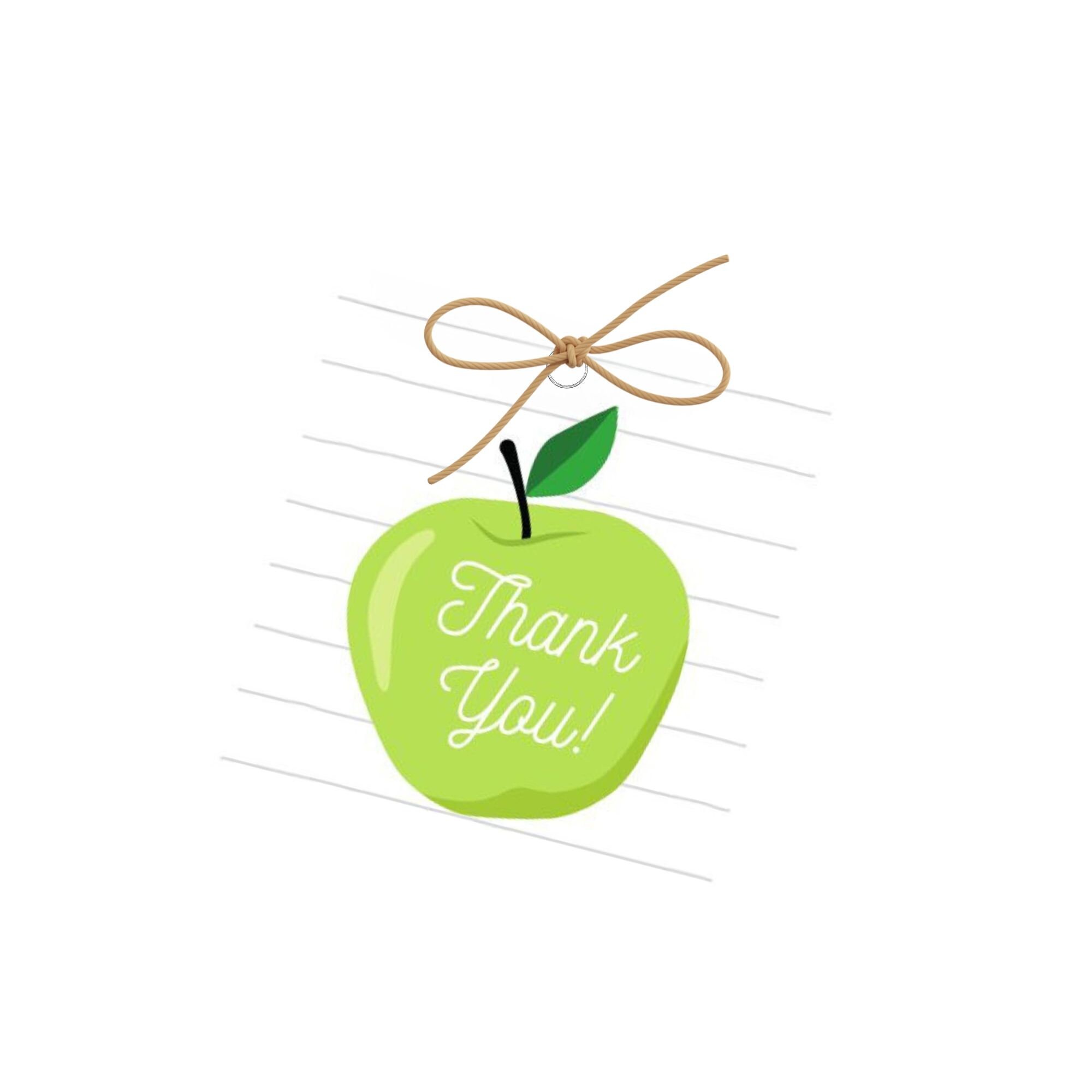 Green Apple Thank You Teacher Gift Tag Printable, Apple School Teacher ...