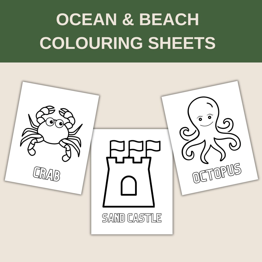 20 Ocean & Beach Printable Colouring Pages for Kids, Preschoolers ...