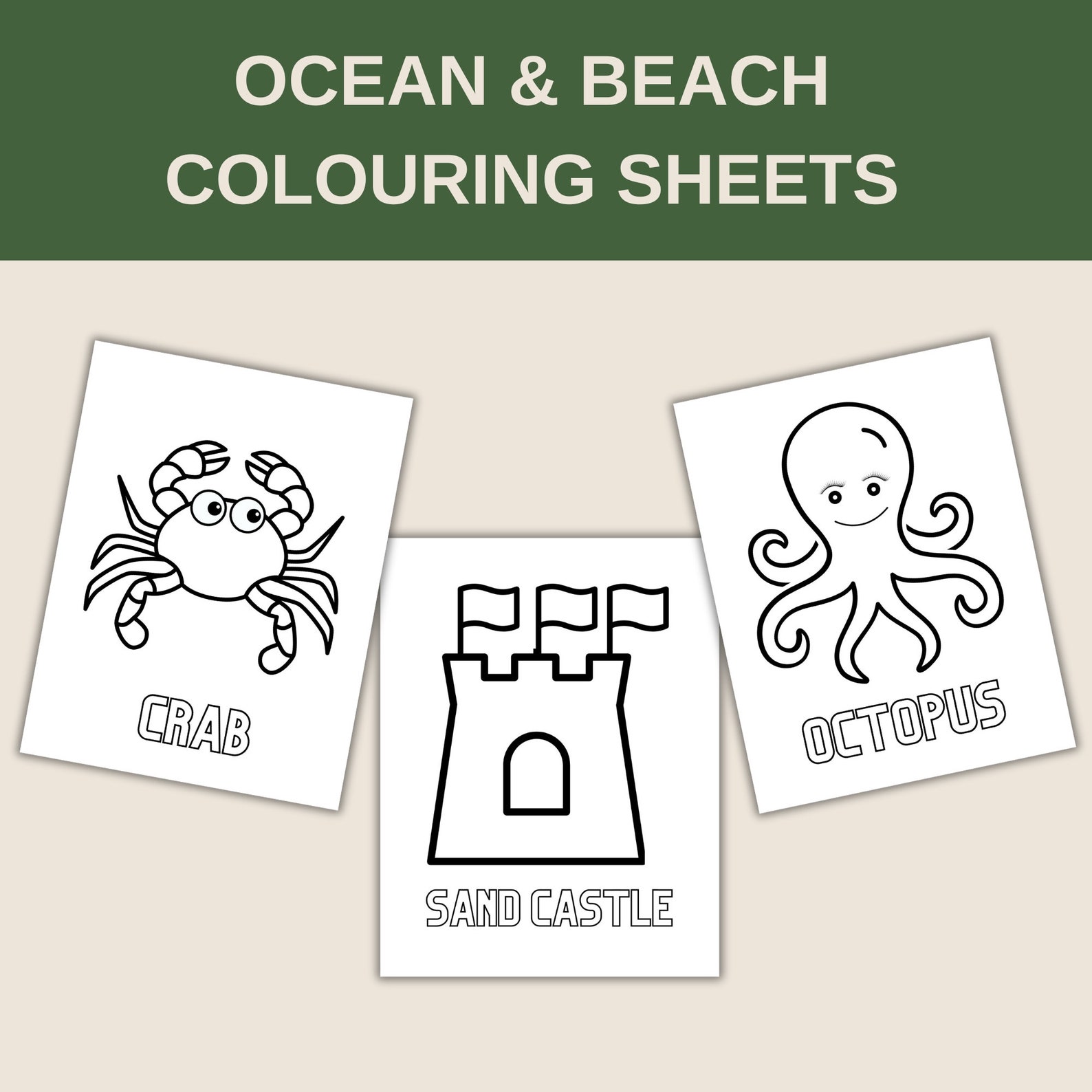 20 Ocean & Beach Printable Colouring Pages for Kids, Preschoolers ...