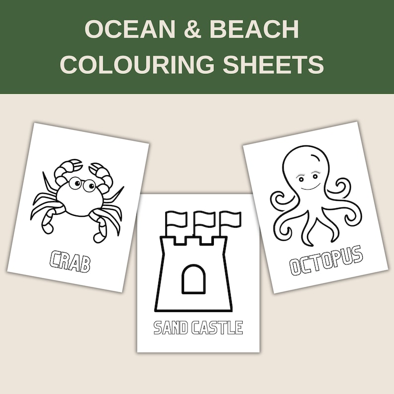 20 Ocean & Beach Printable Colouring Pages for Kids, Preschoolers ...