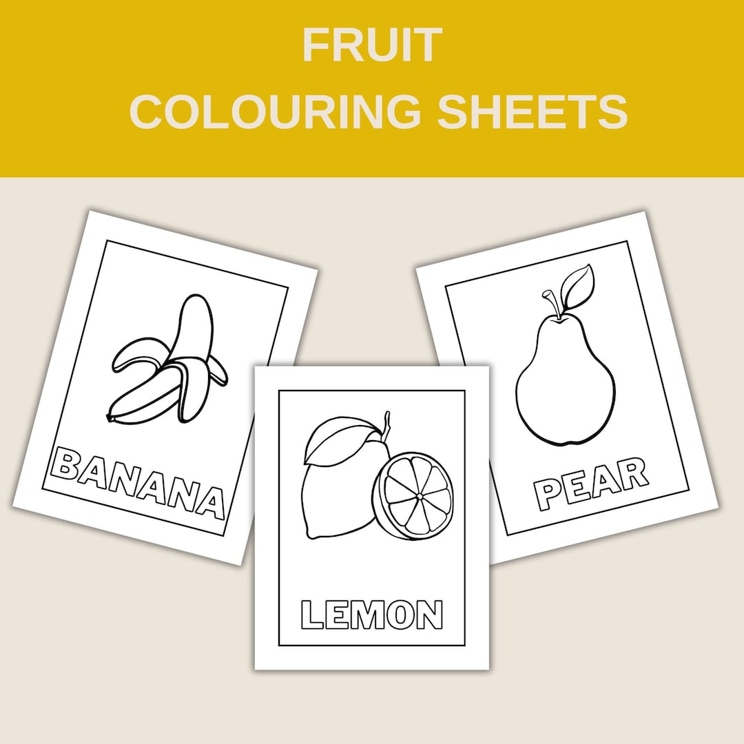 Fruit Colouring Pages, Fruit Colouring Book for Kids, Printable ...