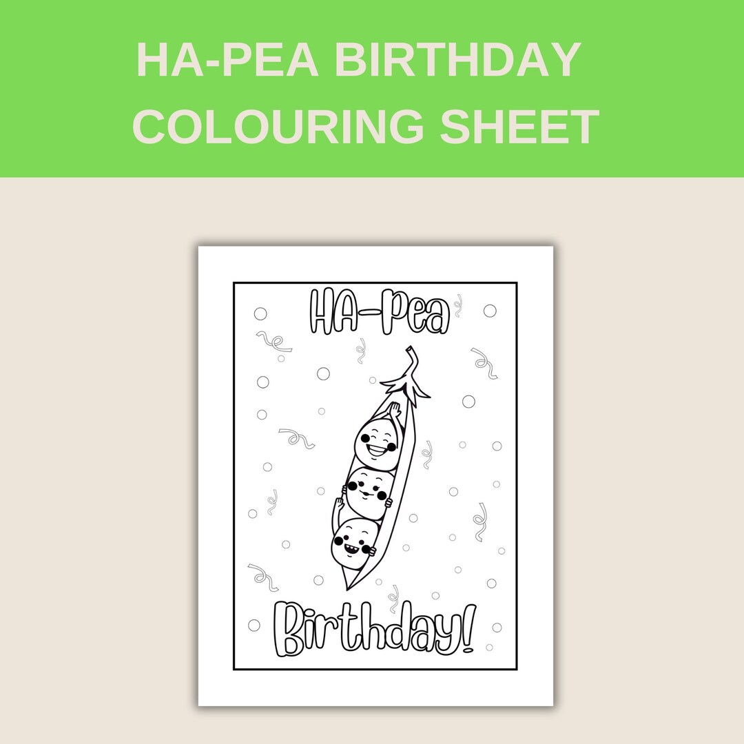 HA-PEA Birthday Colouring Page: Kids/adult Printable Card (digital ...
