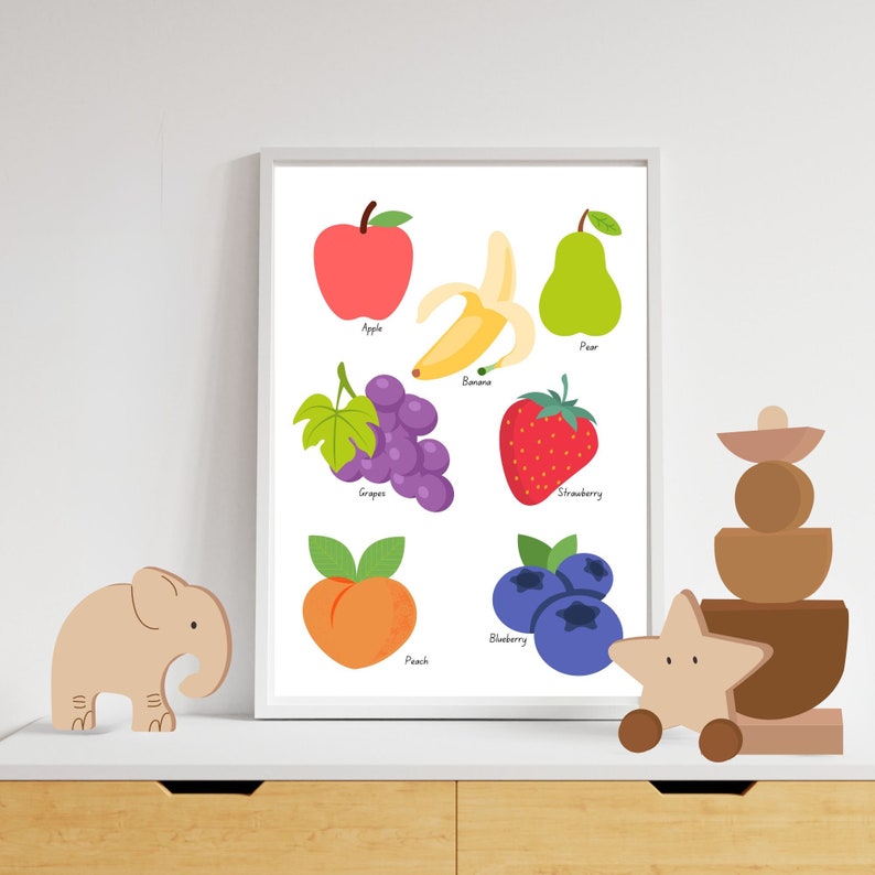 Fruit Wall Art, Fun Posters for Kids, Playroom Printable Art, Fruits ...