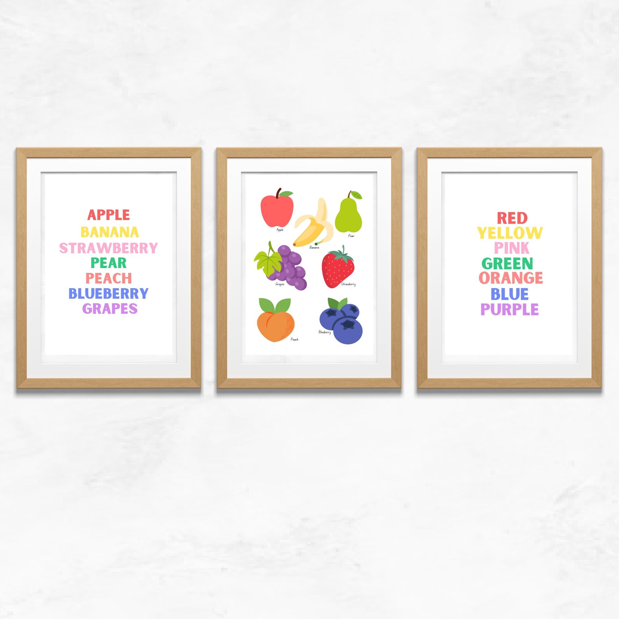 Fruit Wall Art, Fun Posters for Kids, Playroom Printable Art, Fruits ...