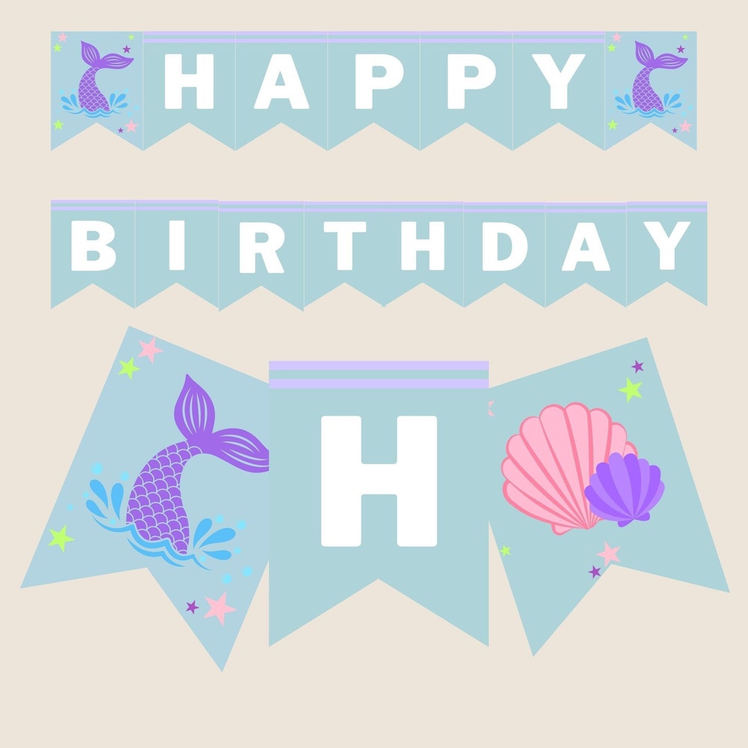 Under the Sea Birthday Banner Printable Bunting Mermaid Party Decor ...