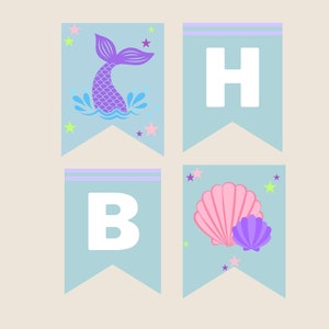 Under the Sea Birthday Banner Printable Bunting Mermaid Party Decor ...