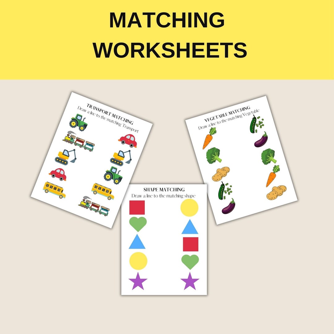 6 Printable Matching Worksheets, Matching Objects, Worksheets for Kids ...