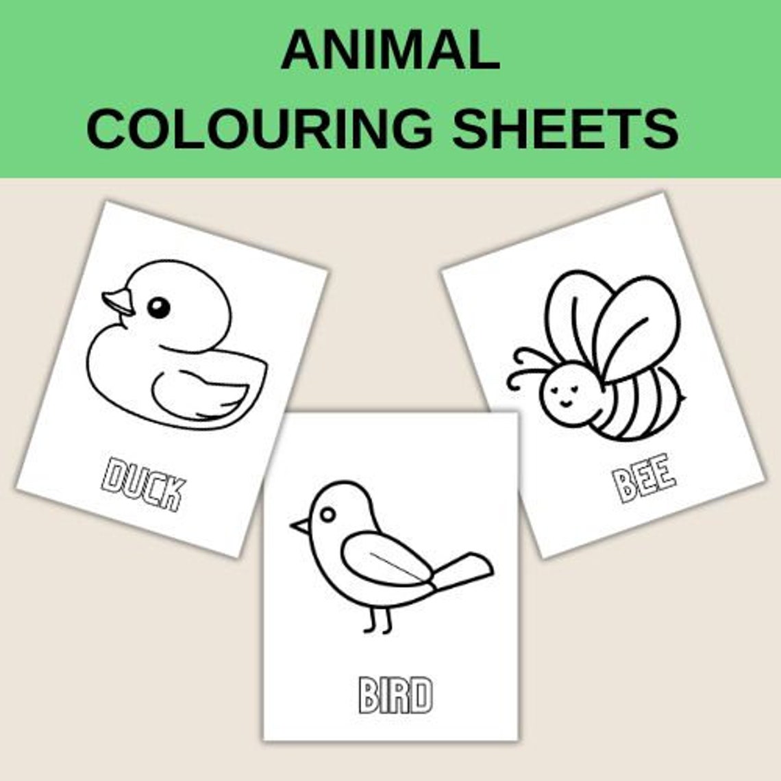 20 Animal Printable Colouring Pages for Kids, Preschoolers, Colouring ...