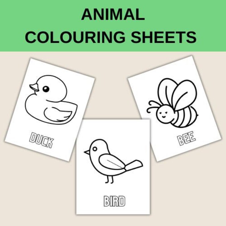 20 Animal Printable Colouring Pages for Kids, Preschoolers, Colouring ...