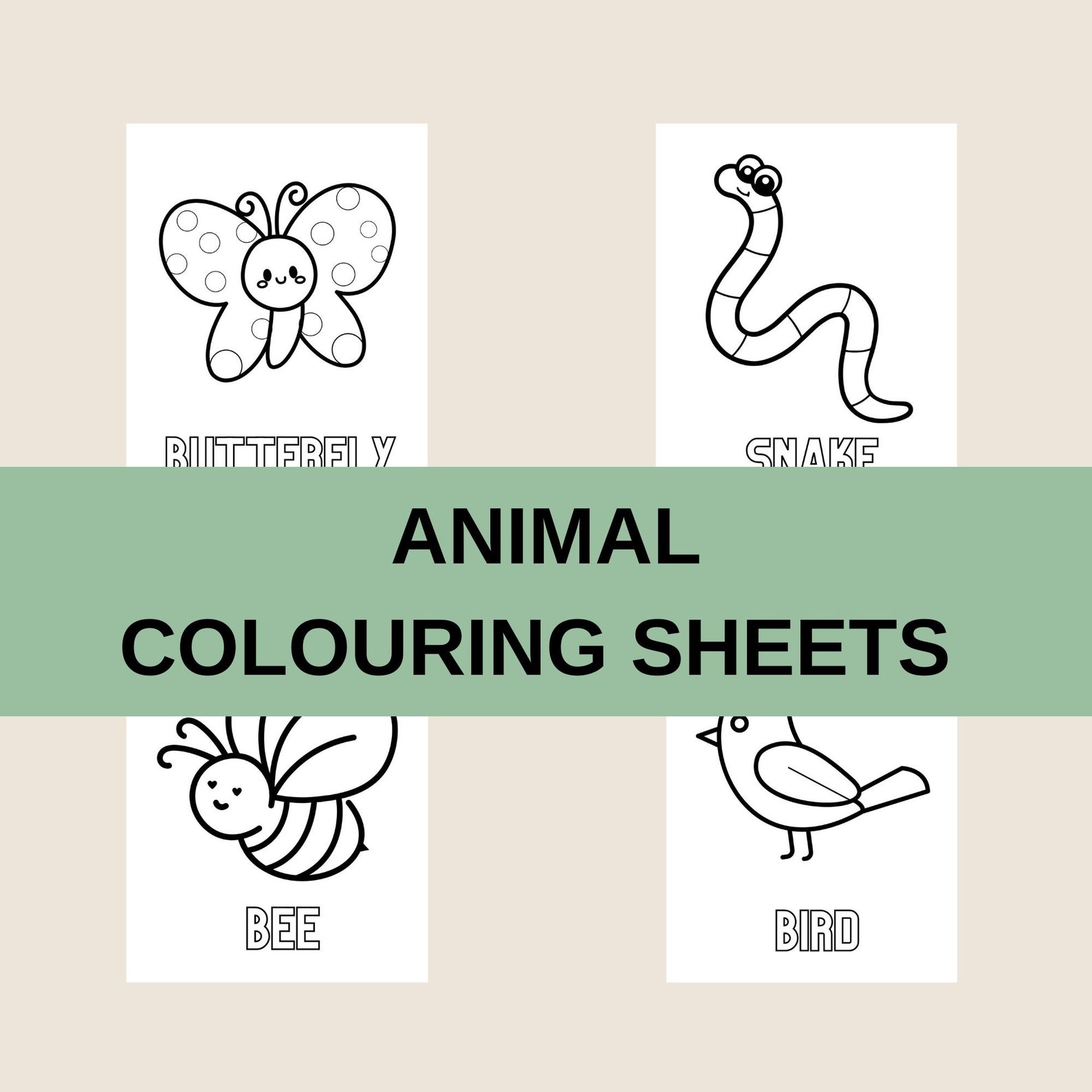 20 Animal Printable Colouring Pages for Kids Preschoolers - Etsy