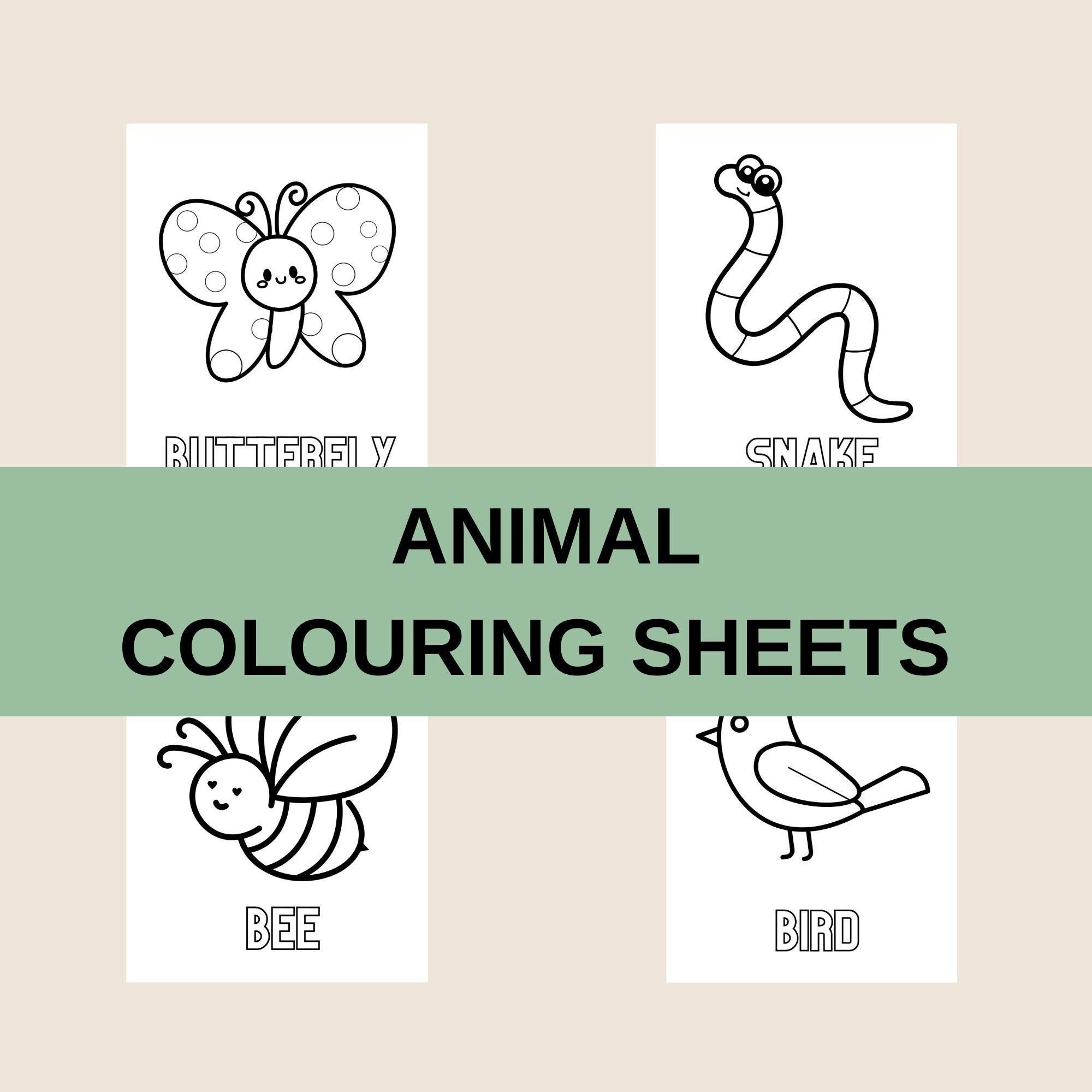 20 Animal Printable Colouring Pages for Kids Preschoolers - Etsy