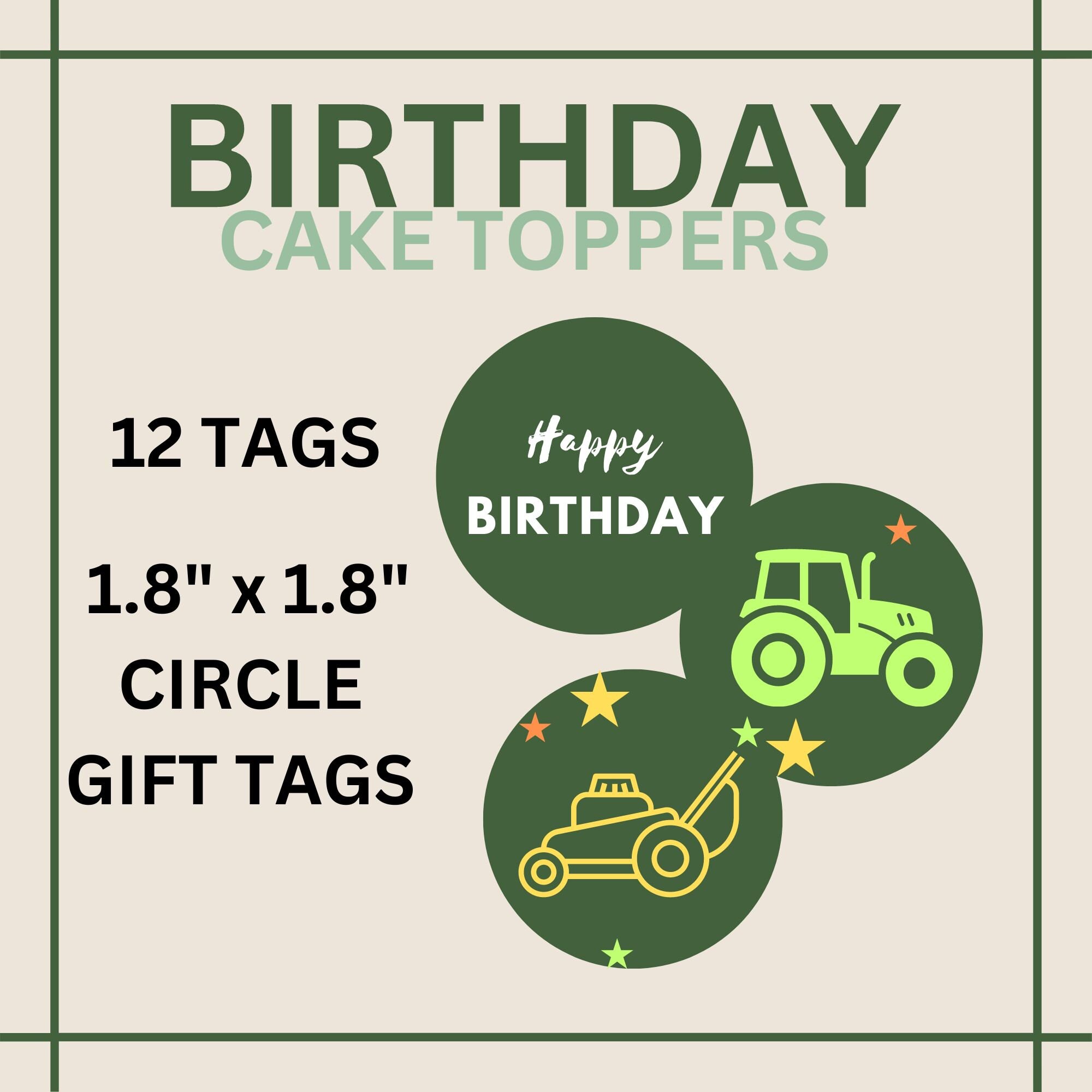 Lawn Mower Cupcake Toppers Printable: Yellow Lawn Mower, Cupcake ...