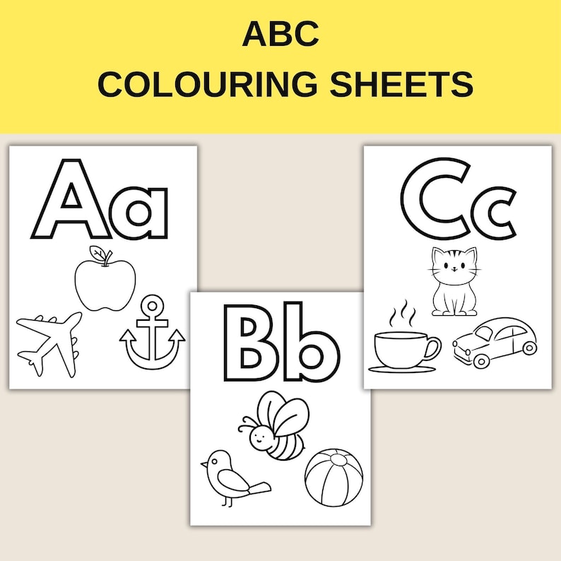 ABC Printable, ABC Colouring In, Colouring Worksheets for Kids, Digital ...