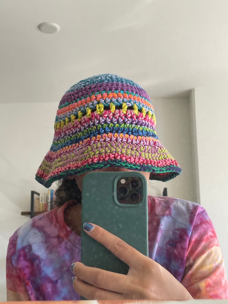 Chunky Multi Colored Bucket Hat 002 - Etsy