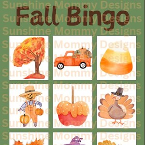Fall Bingo for Preschoolers PDF - Etsy