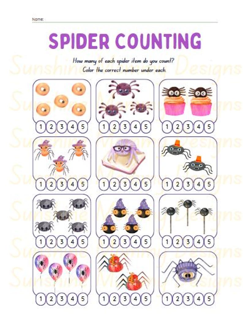 Spider Themed Preschool Worksheet Set - Etsy