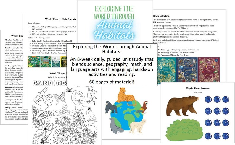 Exploring the World Through Animal Habitats Unit Study - Etsy