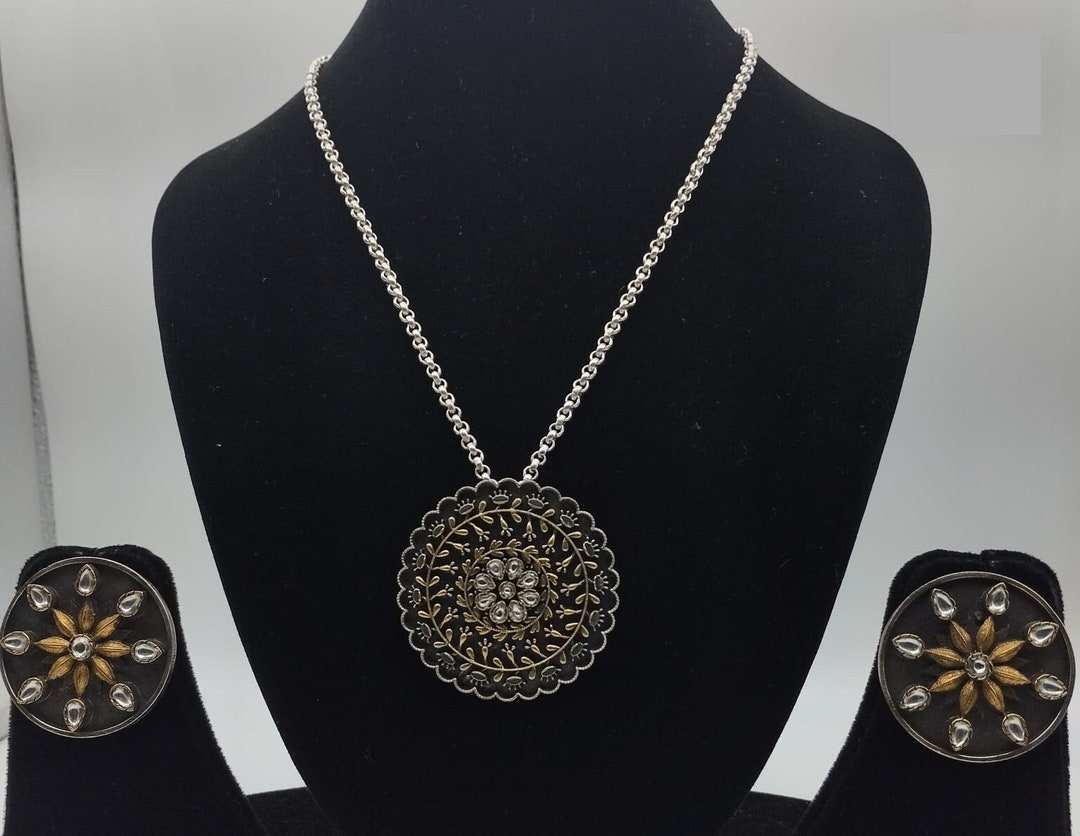925 Sterling Silver Oxidised Har Set for Party Wear and Gifting, Silver ...